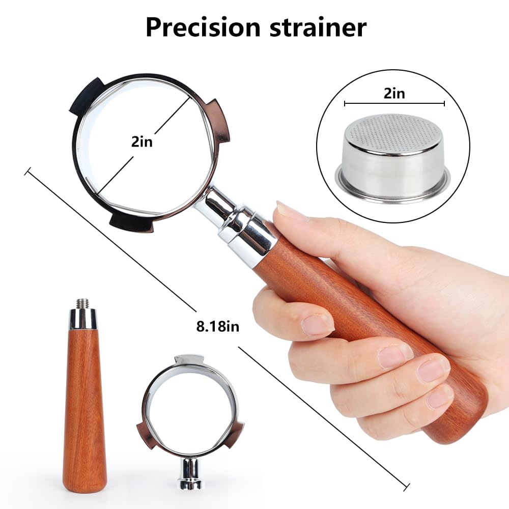 VIGIND 51mm Bottomless Portafilter 3 Ears Included 1 Cup filter Basket,Compatible For Delonghi EC680 EC685,EUPA and SMEG Coffee Machine,Stainless Steel Coffee Espresso Machine Part and Wooden Handle