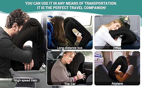 PVC Inflatable Travel Pillow Portable Headrest Chin Support Cushions for Airplane Plane Car Office Rest Neck Nap Pillows,Grey