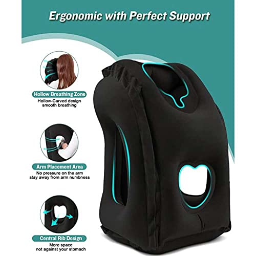 PVC Inflatable Travel Pillow Portable Headrest Chin Support Cushions for Airplane Plane Car Office Rest Neck Nap Pillows,Grey