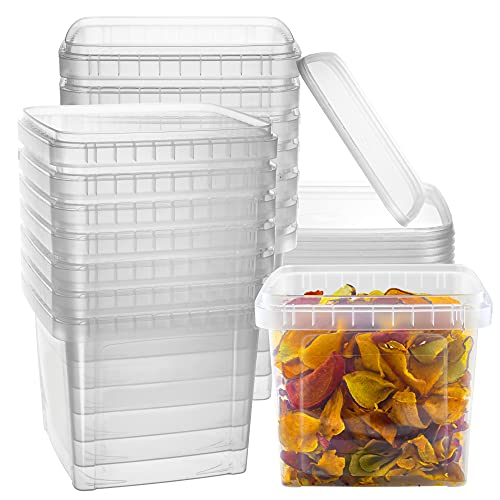 64-oz. Square Clear Deli Containers with Lids | Stackable, Tamper-Proof BPA-Free Food Storage Containers | Recyclable Space Saver Airtight Container for Kitchen Storage, Meal Prep, Take Out | 20 Pack
