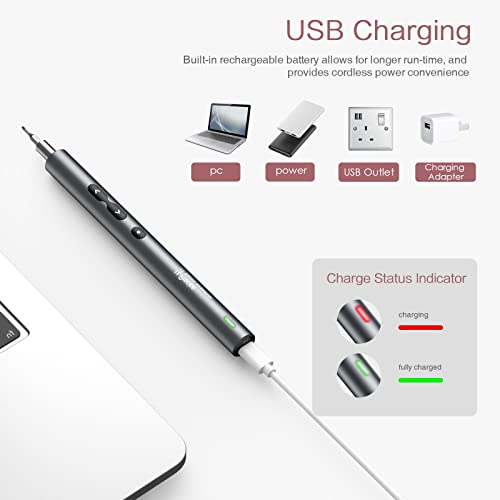 LOFICOPER Electric Precision Screwdriver, 51 in 1 Mini Electric Screwdriver Set with 48 Bits, Type-C USB Charging Port, Charging Indication, LED Light, Magnetizer for PC, Electronics, Phone, Watch