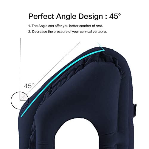 PVC Inflatable Travel Pillow Portable Headrest Chin Support Cushions for Airplane Plane Car Office Rest Neck Nap Pillows,Grey