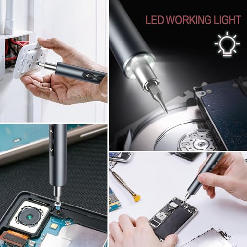 LOFICOPER Electric Precision Screwdriver, 51 in 1 Mini Electric Screwdriver Set with 48 Bits, Type-C USB Charging Port, Charging Indication, LED Light, Magnetizer for PC, Electronics, Phone, Watch
