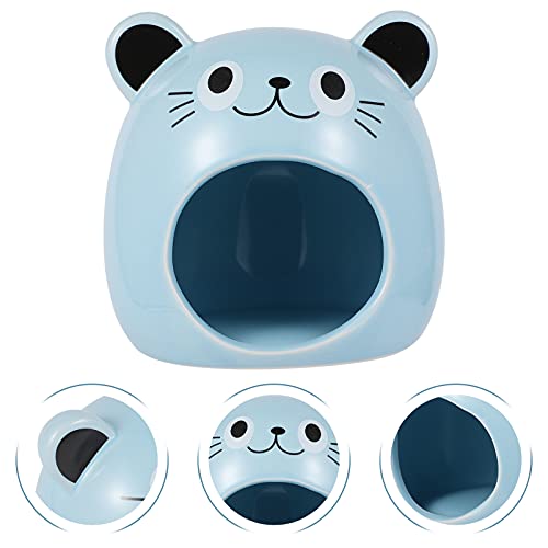 balacoo Hamster Hideout Ceramic Pet House Ceramic Cartoon Bear Shape Hamster Hideout Critter Bath House Cave Summer Cooling House for Chinchilla Mini Hut Small Animal Hideout Cave Accessories