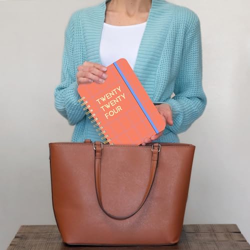 Orange Circle Studio Do It All 2024 Weekly Planner, 17-Month Wire-O Bound Calendar Book with Dotted Grid Week-Per-Spread View & To-Do Lists, Appointment, Budget & Goal Tracker for School/Work, Coral