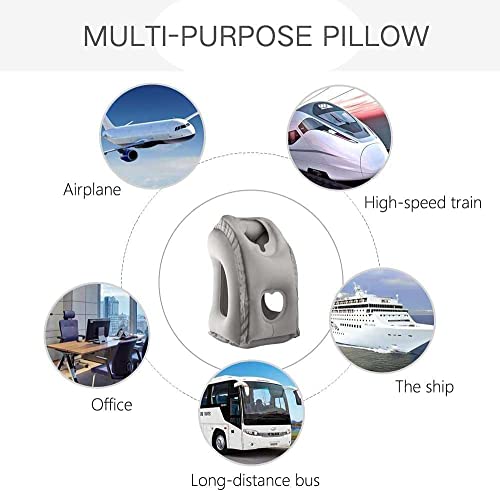 PVC Inflatable Travel Pillow Portable Headrest Chin Support Cushions for Airplane Plane Car Office Rest Neck Nap Pillows,Grey