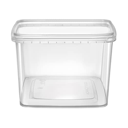 64-oz. Square Clear Deli Containers with Lids | Stackable, Tamper-Proof BPA-Free Food Storage Containers | Recyclable Space Saver Airtight Container for Kitchen Storage, Meal Prep, Take Out | 20 Pack