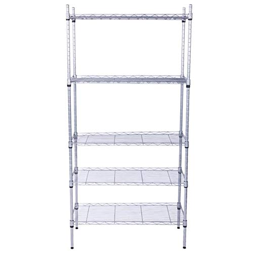HH Building 5-Tier Wire Shelving Unit Adjustable Steel Wire Rack Shelving 5 Shelves Steel Storage Rack, Function Metal Shelves Garage Storage Shelves for Kitchen Living Room Office Garage