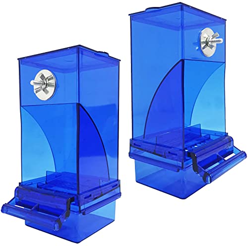 Kathson No-Mess Bird Cage Feeder Automatic Parrot Feeders Seeds Container Acrylic Finch Foraging Feeders Parakeet Food Dispenser Cage Accessories for Small Birds Canary Budgie Lovebirds