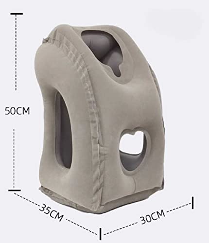 PVC Inflatable Travel Pillow Portable Headrest Chin Support Cushions for Airplane Plane Car Office Rest Neck Nap Pillows,Grey