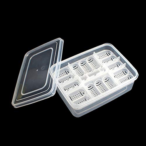 JOBEDE 16 Grids Reptile Breeding Box, Reptile Egg Incubator Professional Plastic Reptile Breeding Box Hatching Box Case Tray for Hatching Gecko Lizards Lions Mane Without Thermometer