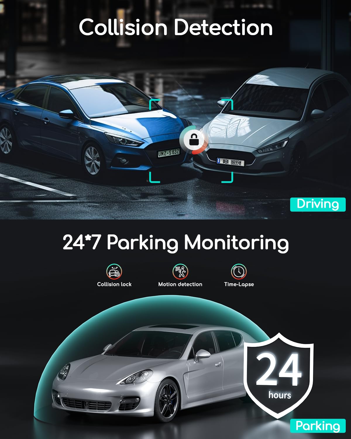 COOAU Dual Dash Cam 2.5K+1080P, Dash Cam Front and Inside, Built-in GPS and WiFi, Dash Camera for Cars, Perfect for Uber and Taxi Drivers, Night Vision, Accident Record, 24Hr Parking Mode