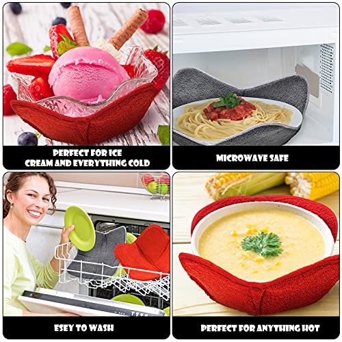 4 Pieces Bowl holders Microwave Bowl Cozy Small Bowls Holder Bowl Potholders for Microwave Hot Plate Bowl Food Temperature for Home Kitchen Holder Sponge and Microfiber Key
