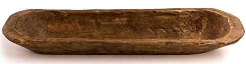 20" Wooden Dough Bowls - Wood Bowl Decor - Rustic Home Decoration Centerpiece - Long Decorative Wood Bread Baguette Tray - Handmade & Imported from Mexico - Medium (Natural Brown)