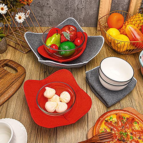 4 Pieces Bowl holders Microwave Bowl Cozy Small Bowls Holder Bowl Potholders for Microwave Hot Plate Bowl Food Temperature for Home Kitchen Holder Sponge and Microfiber Key