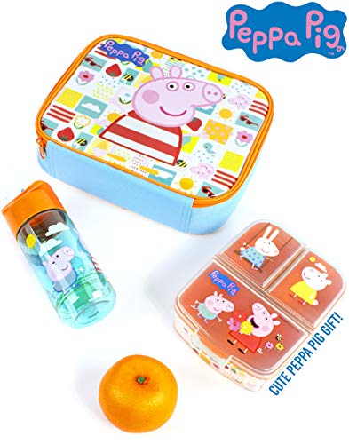 Peppa Pig Lunch Bag Set (Lunch bag, 430ml BPA Free Bottle & Lunch box)