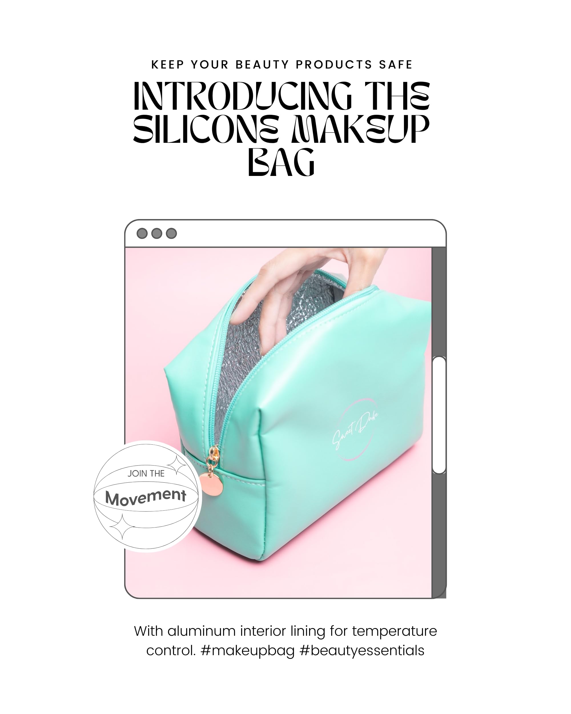 Premium PU Makeup Bag with Insulated Design & Vegan Synthetic Leather - Keep Your Makeup Safe and Dry with Water Resistant Cosmetic Bag - Perfect for Travel and Easy Cleaning