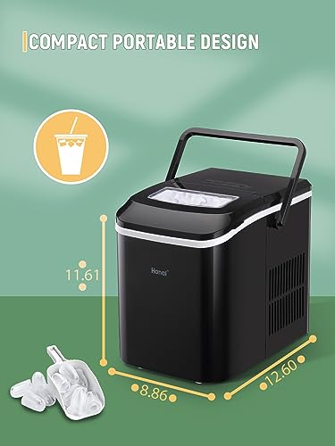WANAI Ice Maker Countertop Portable Ice Maker Machine Self-Cleaning 26lbs/6-8Mins/24Hrs Ice Machine with Two Ice Cube Sizes and Scoop & Basket for Home/Office/Bar/RV Use
