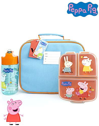 Peppa Pig Lunch Bag Set (Lunch bag, 430ml BPA Free Bottle & Lunch box)