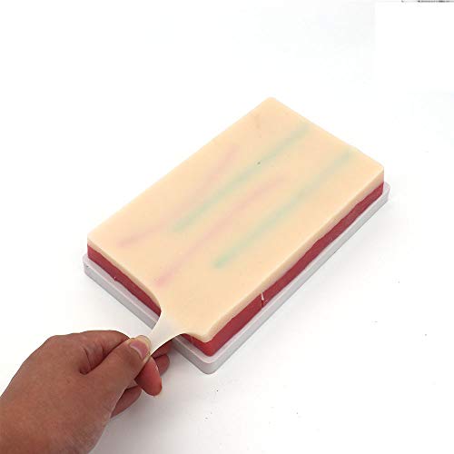 2 Pack Venipuncture IV Injection Training Pad Model, Silicone Human Skin Suture Training Model, Injection Practice Pad，4 Veins Imbedded, 3 Skin Layers