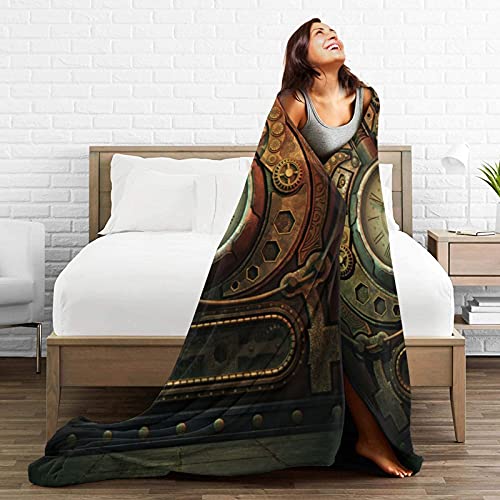 Gaseekry Blanket Clock Graphics Steampunk Fleece Flannel Throw Blankets for Couch Bed Sofa Car,Cozy Soft Blanket Throw Queen King Full Size for Kids Women Adults 80"X60"