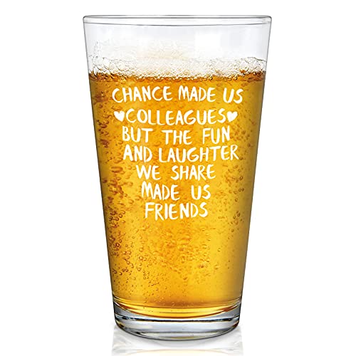 Chance Made Us Colleagues Beer Glass 15Oz, Funny Coworkers Beer Pint Glass Gift for Job Leaving, Going Away, Retirement, Birthday, Christmas - Coworker Gifts for Coworker Employees Boss Women Men