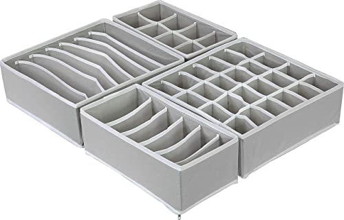 Simple Houseware Closet Underwear Organizer Drawer Divider 4 Set + 2-Pack Socks Organizer