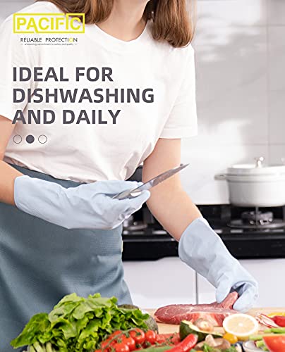 PACIFIC PPE 12 Pairs Dishwahsing Gloves, 12 Inches Rubber Gloves, Blue Kitchen Gloves, Long Dish Gloves for Household Cleaning, Gardening, Small