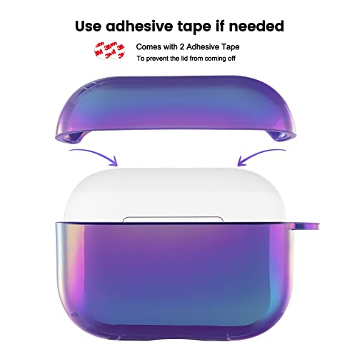 Airpods Pro Case, Iridescent Cute Upgraded Airpods pro Cover for Women with Keychain Compatible with Airpods pro (Purple)