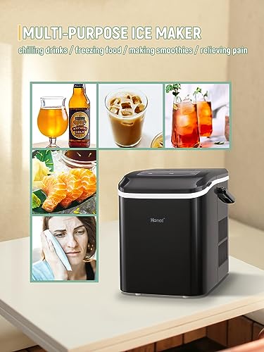 WANAI Ice Maker Countertop Portable Ice Maker Machine Self-Cleaning 26lbs/6-8Mins/24Hrs Ice Machine with Two Ice Cube Sizes and Scoop & Basket for Home/Office/Bar/RV Use