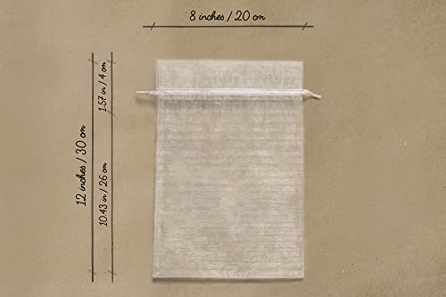 CREATIVE ORGANZA Bags 100Pcs 8x12 inch Large White Gift Pouch with Satin Drawstring Wedding Party Favors Jewelry Cosmetics DIY