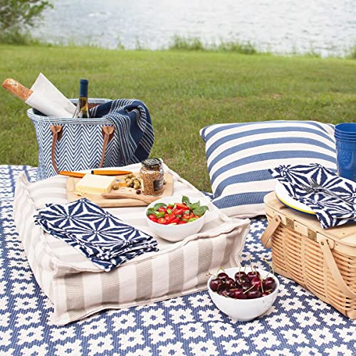 Dash and Albert Samode Indoor/Outdoor Area Rug - 2.5' x 12' Runner Denim & Ivory Diamond Handwoven Washable Accent Rug - Durable, Fade Resistant, High Traffic