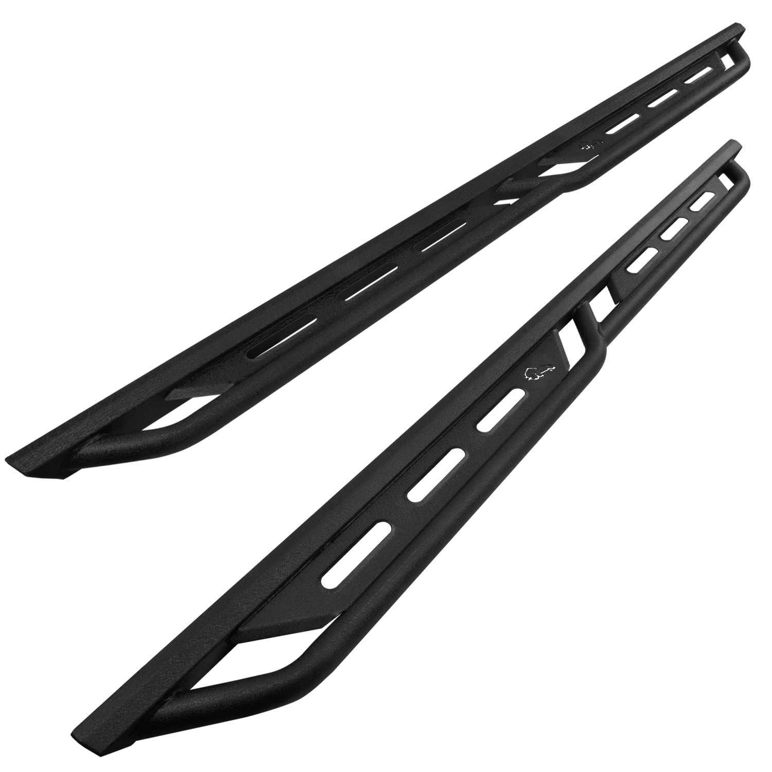 IRONBISON Running Boards Fit 2007-2018 Chevy Silverado/GMC Sierra 1500 | 2007-2019 Silverado/Sierra 2500/3500 Crew Cab Heavy Duty Side Steps Steel Nerf Bars Step Rails Heavy Texture Black 2pcs