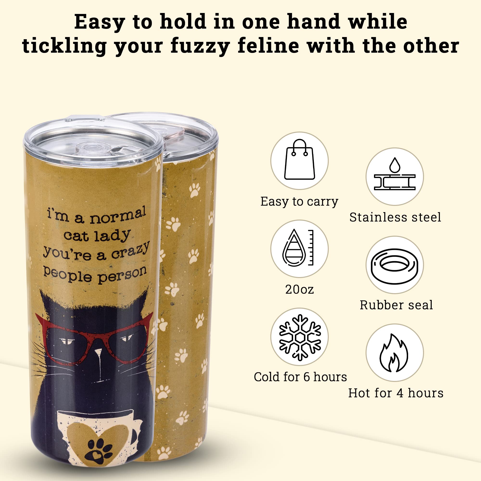 Cozy Home Base – Cat Lovers – Cat Gifts for Women – Coffee Tumbler, Funny Coasters, Kitchen Towel Gift Set
