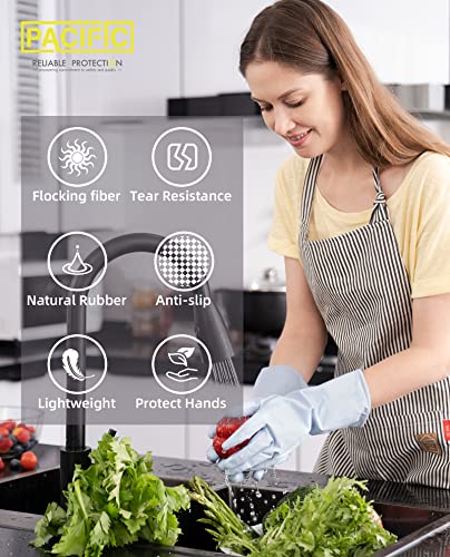 PACIFIC PPE 12 Pairs Dishwahsing Gloves, 12 Inches Rubber Gloves, Blue Kitchen Gloves, Long Dish Gloves for Household Cleaning, Gardening, Small