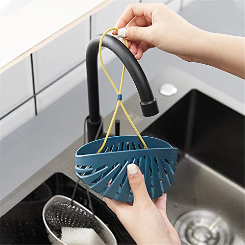 SDUSEIO Kitchen Sink Shelf Soap Sponge Drain Rack Holder Hanging Basket Storage Kitchen Organizer Sink Accessories Sink Caddy for Kitchen Bathroom, (Blue)