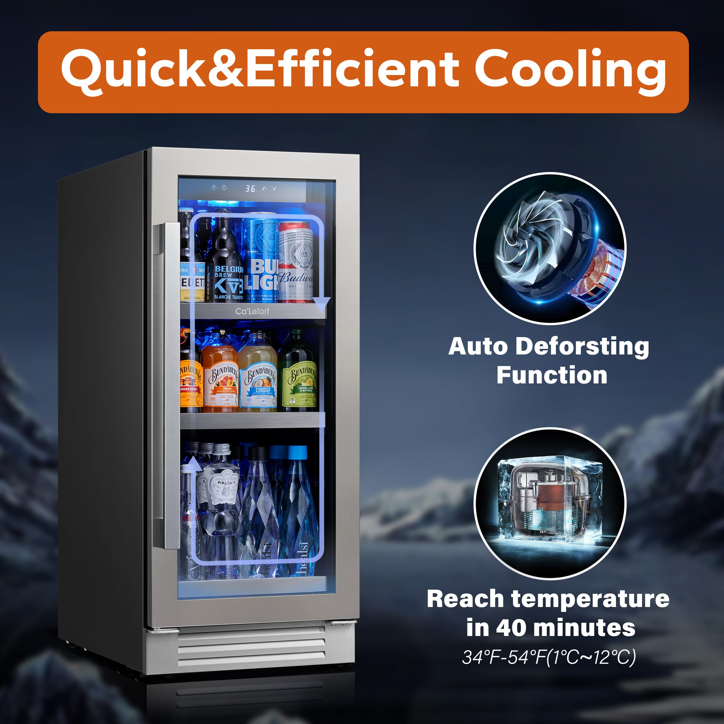 Ca'Lefort 24 Inch Wine and Beverage Refrigerator, 77 Can and 25 Bottle Wine Fridge Dual Zone 36°F-72°F, 3 LED Beverage Fridge Built in, Under Counter or Freestanding for Home/Kitchen(4.98 cu.ft)