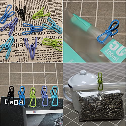 QingLHC Clothes Pins Multipurpose,Metal Clip PVC-Coated 2 inch Utility Clips for Clothes Line Bag Sealing Paper Clips Kithch Clips Laundry Hanging (30pcs) LHC018, Multicolor