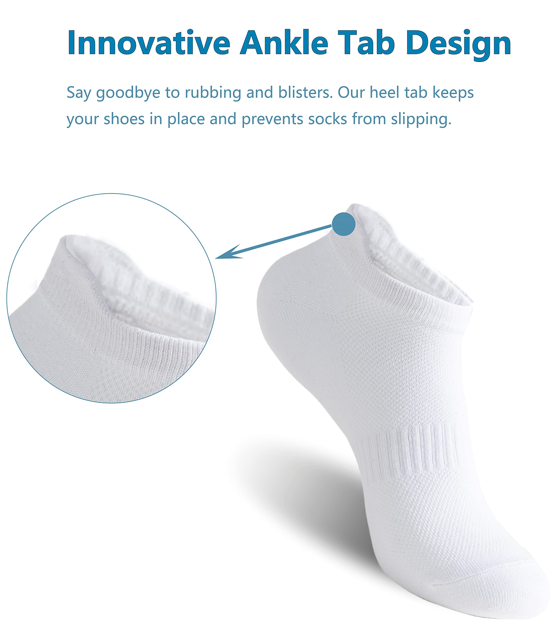 Irisbear Ankle Socks for Women Running Athletic Low Cut Tab Socks Sports No Show Socks 6-Pairs White/Black/Gray