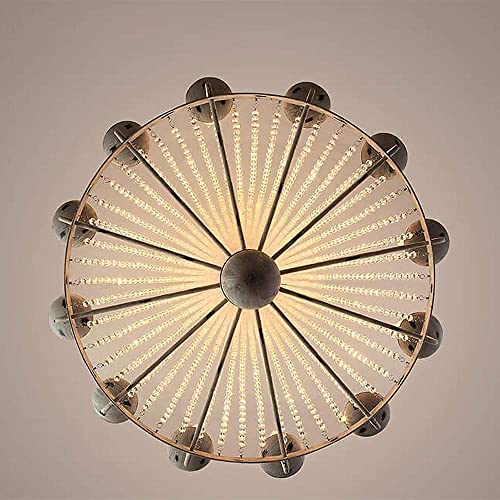 TPMAFF Vintage Chandelier Boho Style Wagon Wheel Chandelier, Shabby Chic Antique White Chandelier, Crystal Hanging Beads and Spa