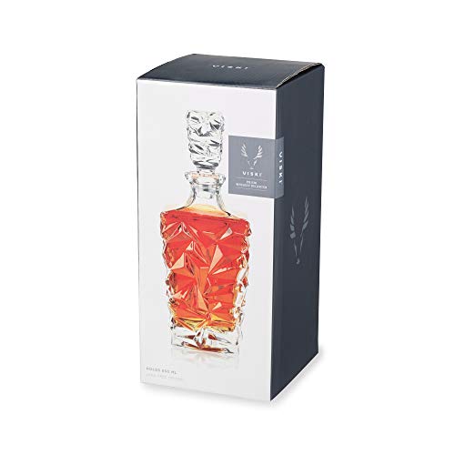 Viski Prism Whiskey Decanter, Lead-Free Crystal Liquor Carafe, Stylish Barware, Set of 1, 850 ml