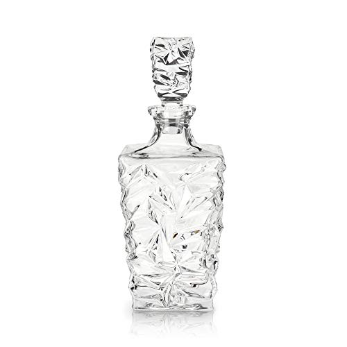 Viski Prism Whiskey Decanter, Lead-Free Crystal Liquor Carafe, Stylish Barware, Set of 1, 850 ml