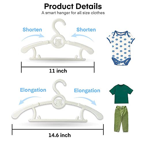 Baby Clothes Hangers, Adjustable Clothes Hangers for Infant and Baby- 10packs,, White
