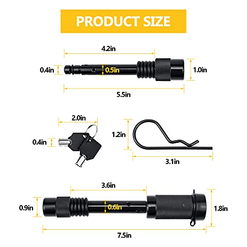 Cenipar Trailer Hitch Coupler Locking Pin 1/2 Inch and 5/8 Inch Set for Truck Car and Boat Fits 1.25", 2" and 2.5" Receivers Class III IV Hitches Towing Locks
