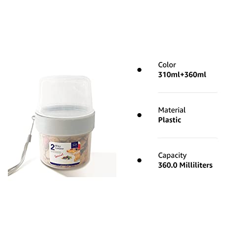 HeNai PETWEKAN Breakfast On The Go Cups,Yogurt Portable Cups Large Capacity Sealed Double Layer Food Container With Cereal Oatmeal or Fruit Container (310ml+360ml)