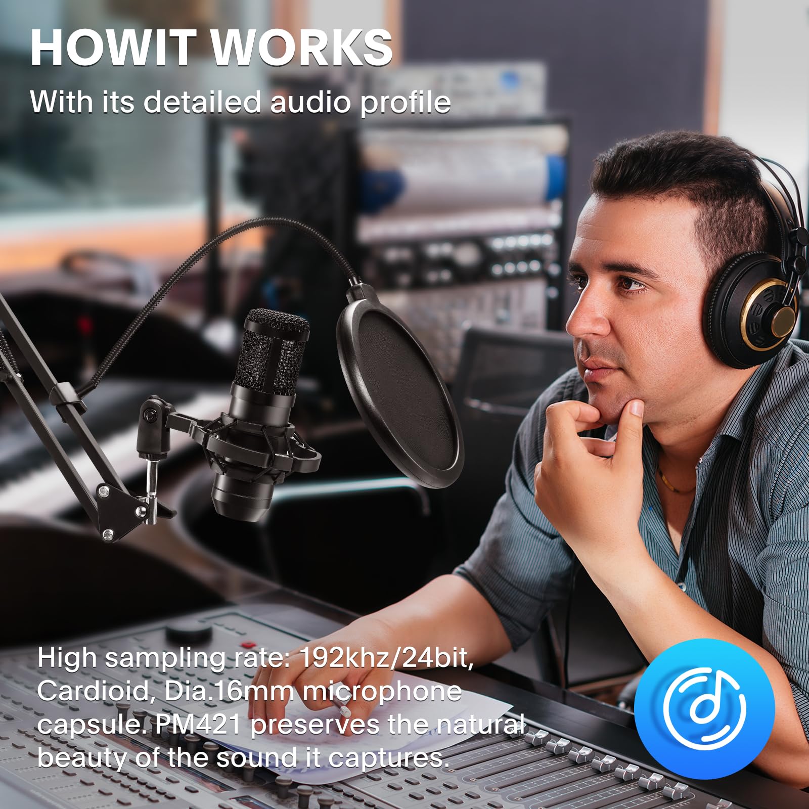 Caattiilaa USB Microphone - Condenser Mic with Professional Sound Chipset, Cardioid Pickup, Easy Installation, Compatible with Laptops, PCs, and Mobile Phones