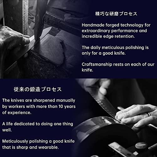 Chef Knife 8-Inch Handmade Forged Pro Japanese Sharp AUS10 High Carbon 3-layer Steel Kitchen Meat Vegetable Sushi Gyuto Cutting Cleaver Kitchen Chef Knife[Gift Box &Wooden Sheath]–Wooden Handle