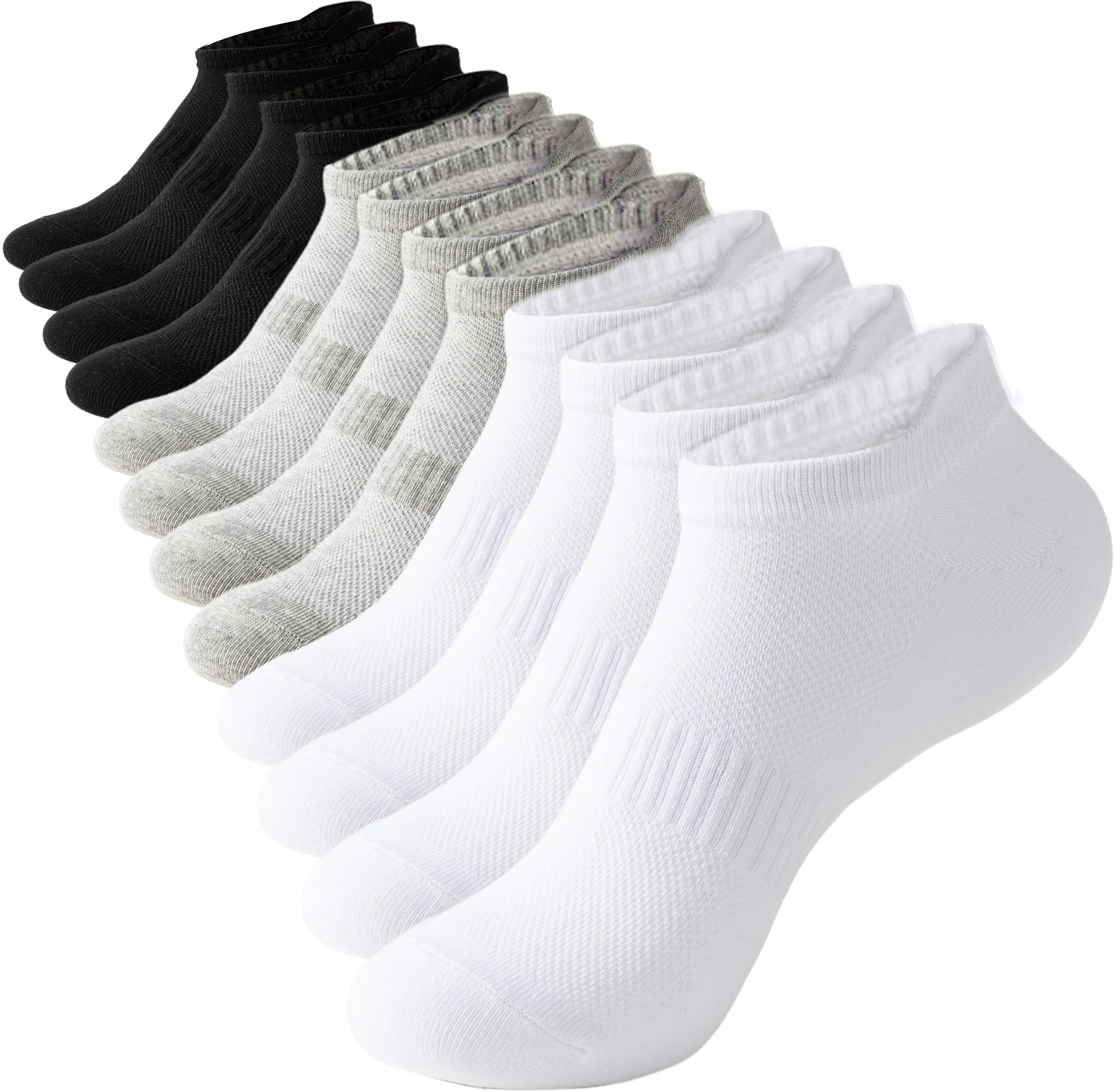 Irisbear Ankle Socks for Women Running Athletic Low Cut Tab Socks Sports No Show Socks 6-Pairs White/Black/Gray