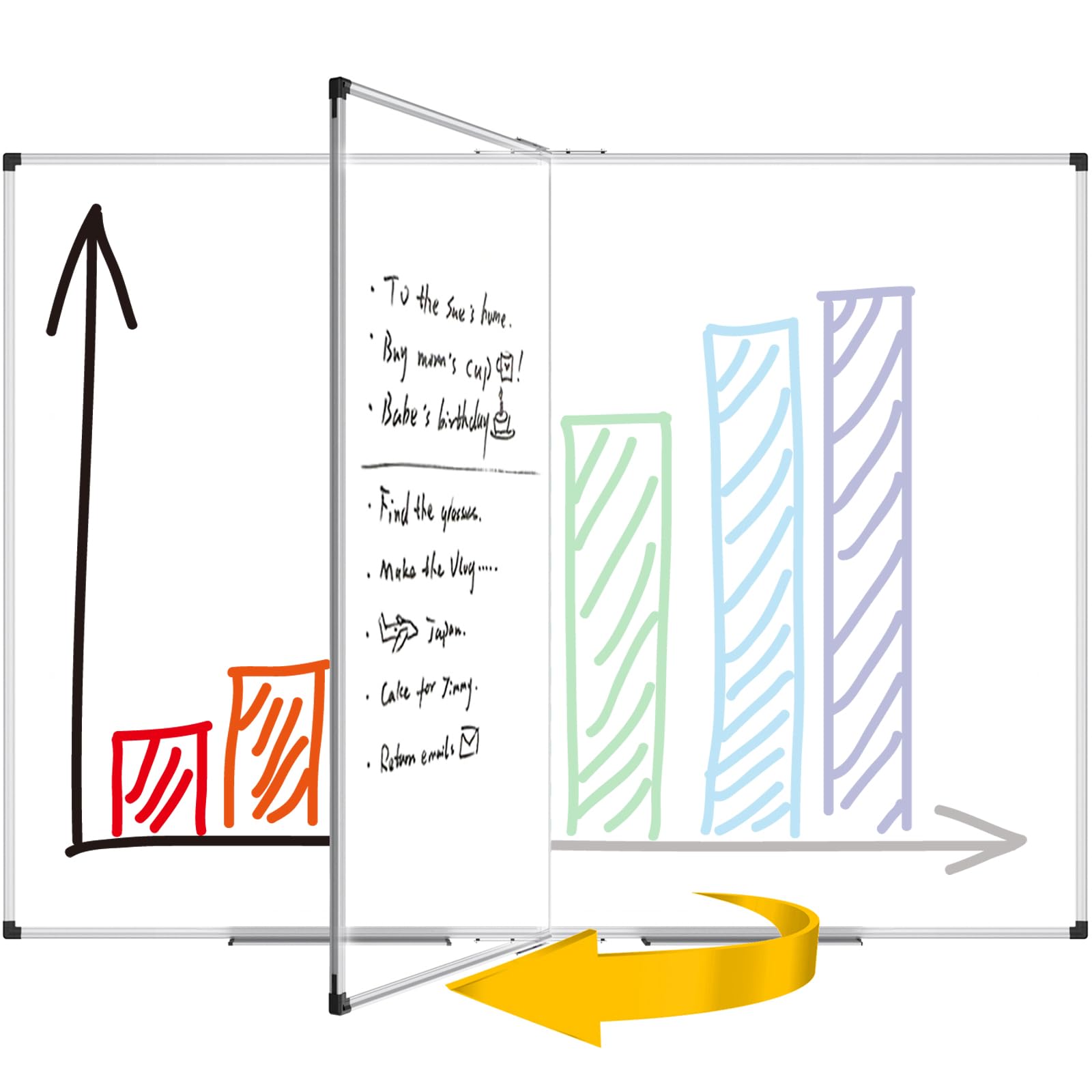 XBoard Dry Erase Board 60 x 48 Inch | Foldable Magnetic White Board for Wall with Marker Tray 5' x 4' | Aluminum Frame Folding Message Presentation Board