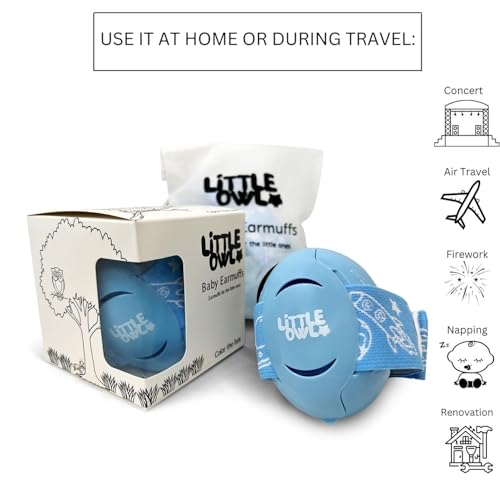 Little Owl Noise Cancelling Headphones for Kids - Baby & Toddler Ear Protection Earmuffs with Elastic Headband
